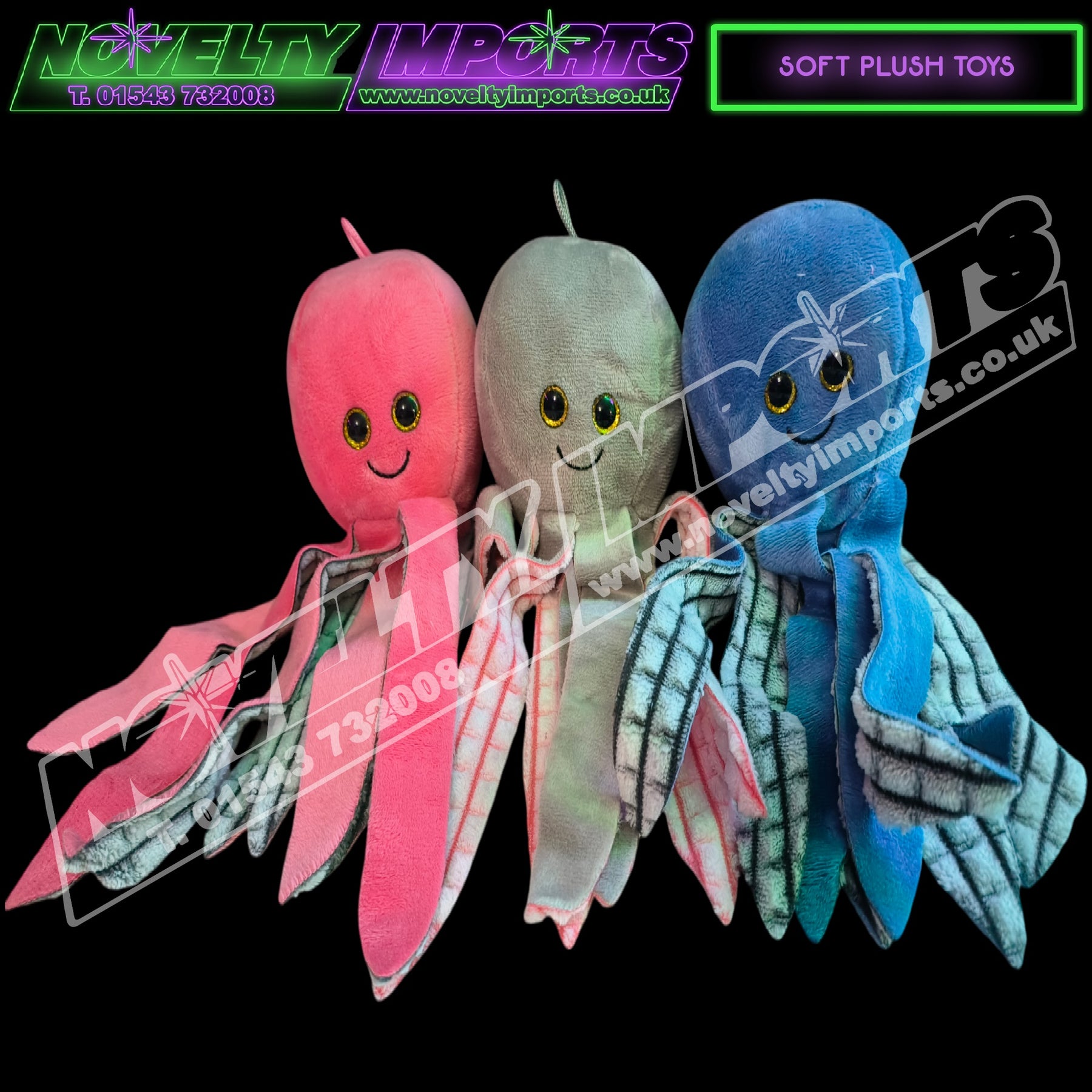 24/pc Large Soft Plush Prize Win Smile Octopus – Novelty Imports UK