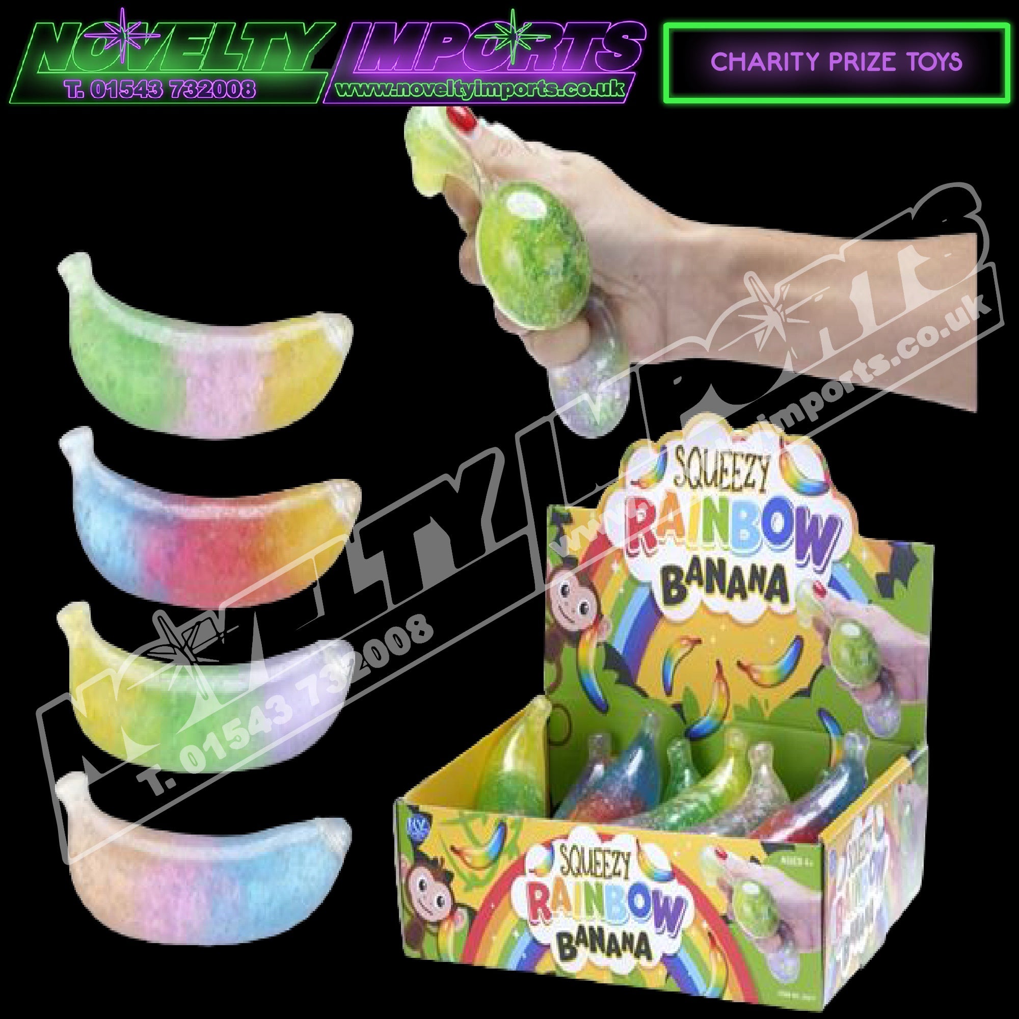 24/pc Squishy Squeeze Rainbow Banana Stress Fidget Prize – Novelty ...