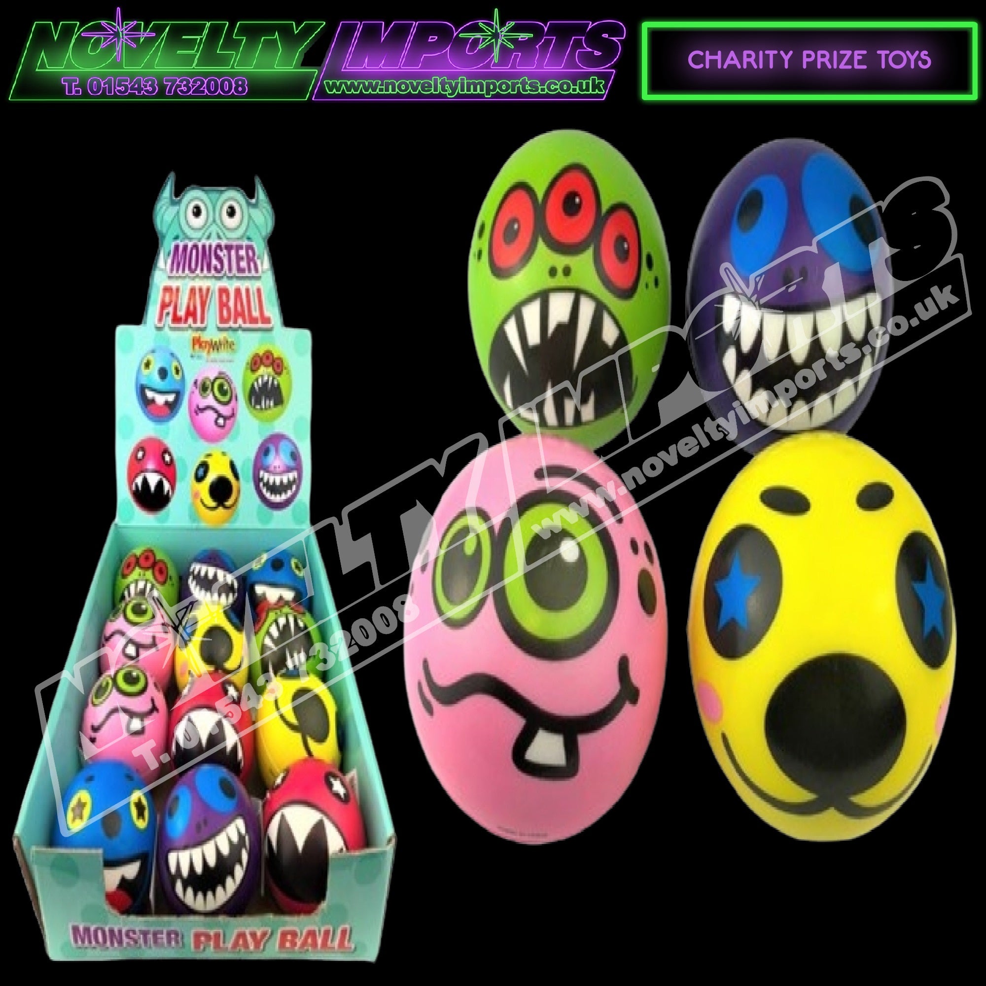 24/pc Soft Foam Monster Face Stress Ball Prize Toy – Novelty Imports UK