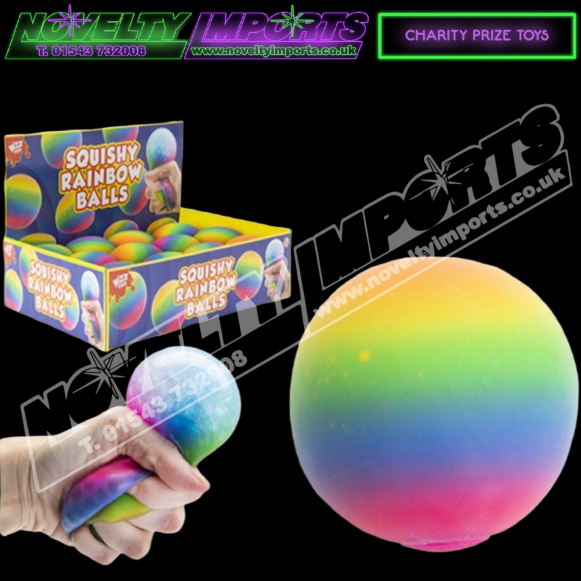 Bright Rainbow Squeezy Stress Squishy Fidget Ball – Novelty Imports UK