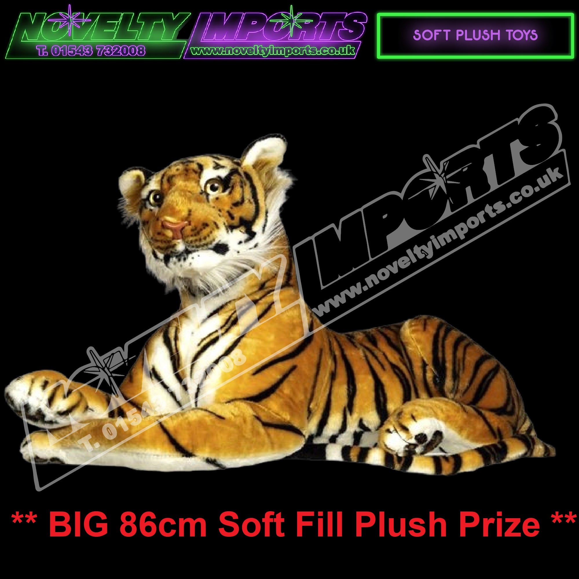 BIG Soft Fill Plush Wildlife Lifelike Tiger Stall Prize Prop – Novelty ...