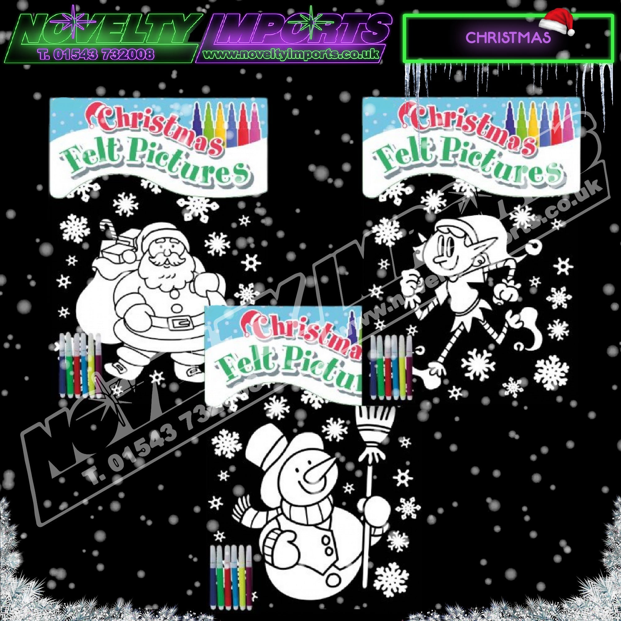 24/pc Christmas Festive Velvet Felt Colouring Art Set – Novelty Imports UK
