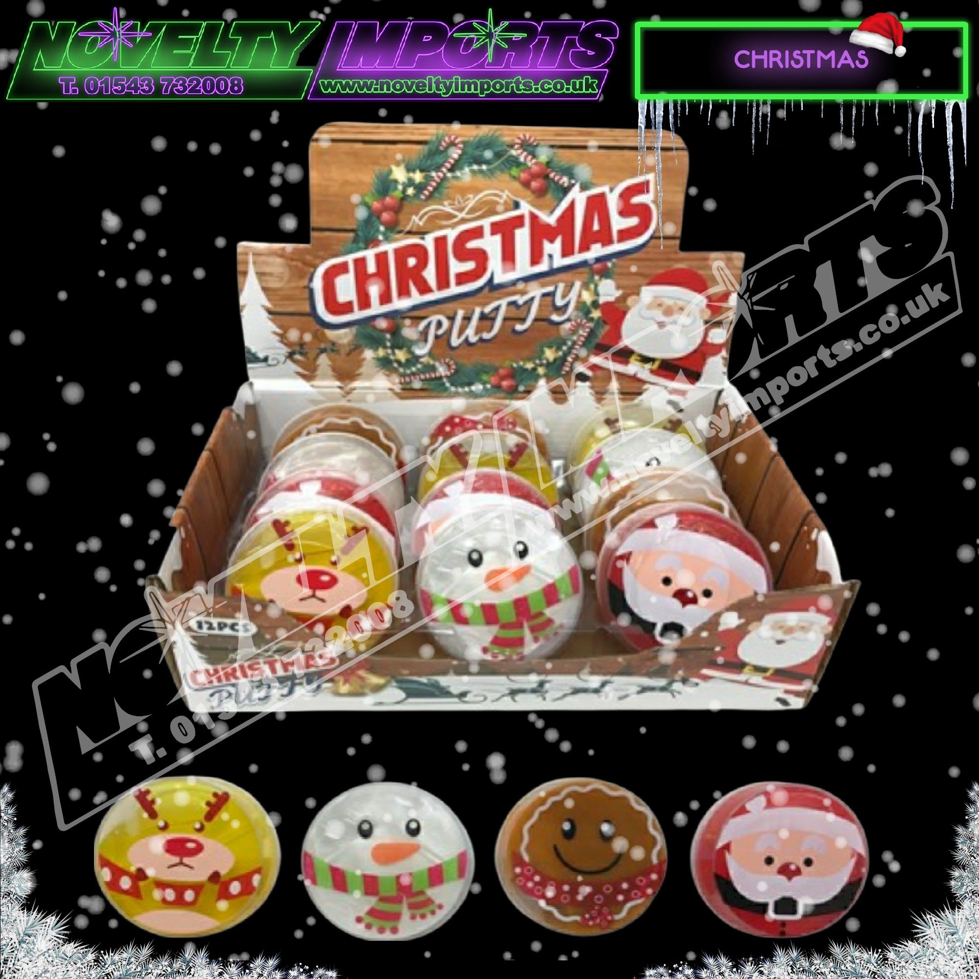 24/pc Christmas Theme 7cm Putty Slime Tub Grotto Toy – Novelty Imports UK