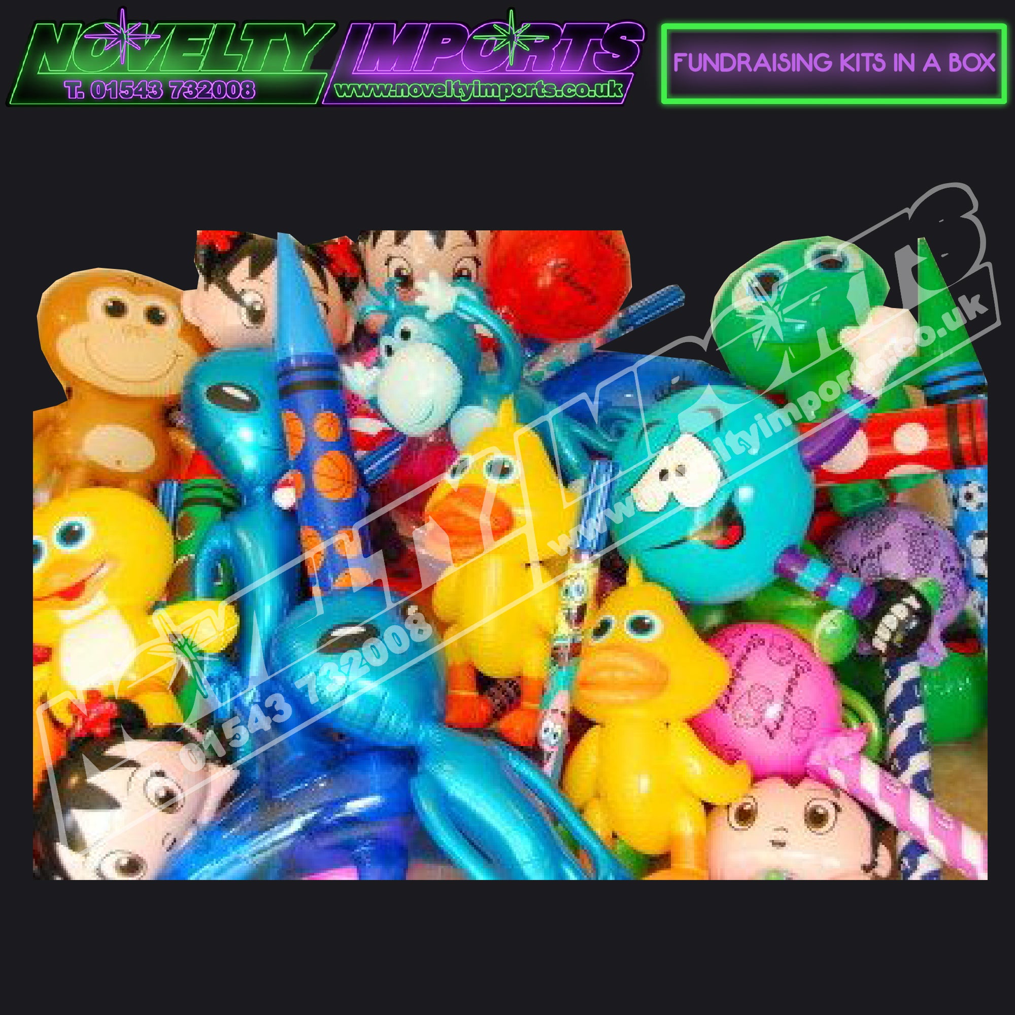 100 mixed inflatable blow up win prizes – Novelty Imports UK