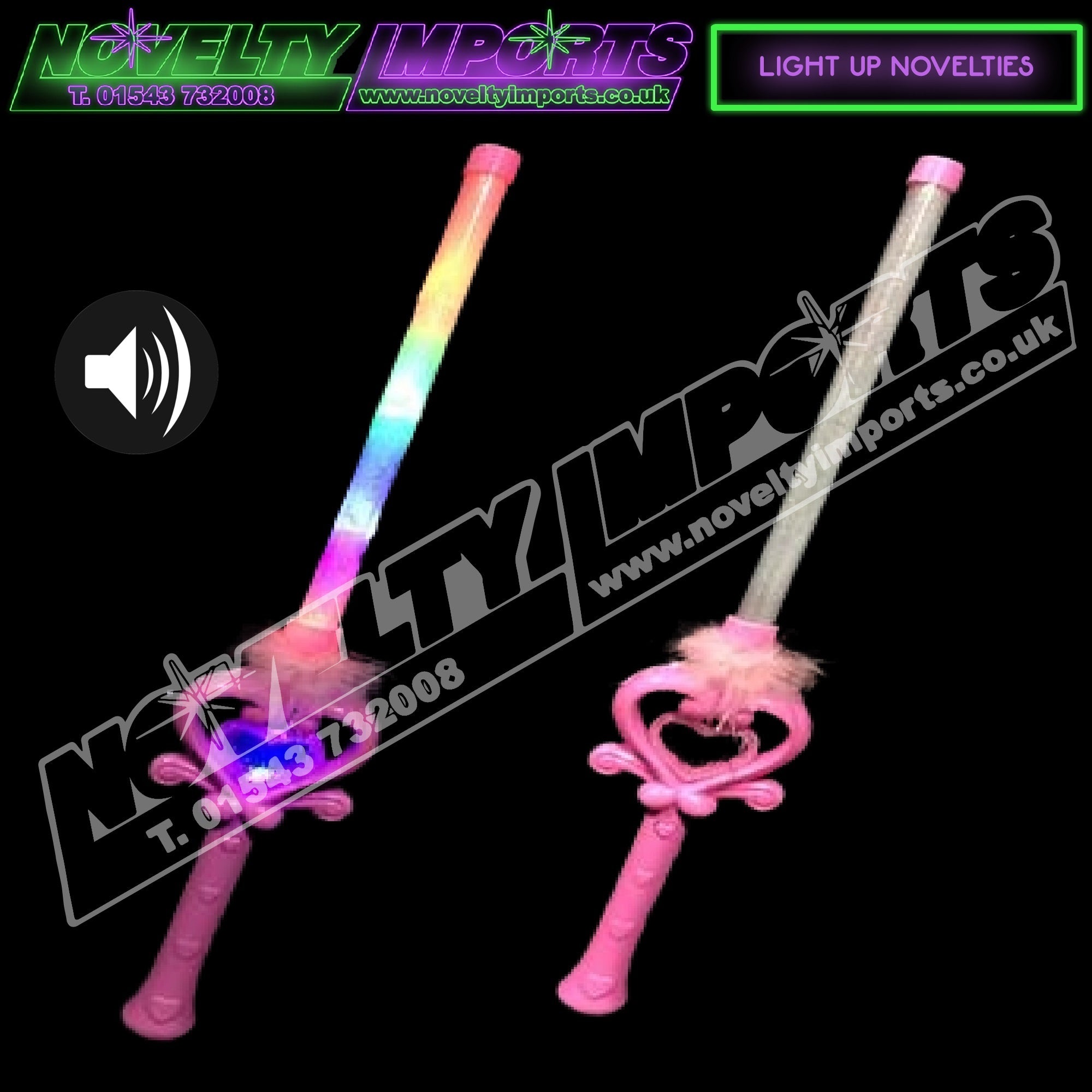 Enchanted Fairy Pink Fur Sound LED Wand – Novelty Imports UK