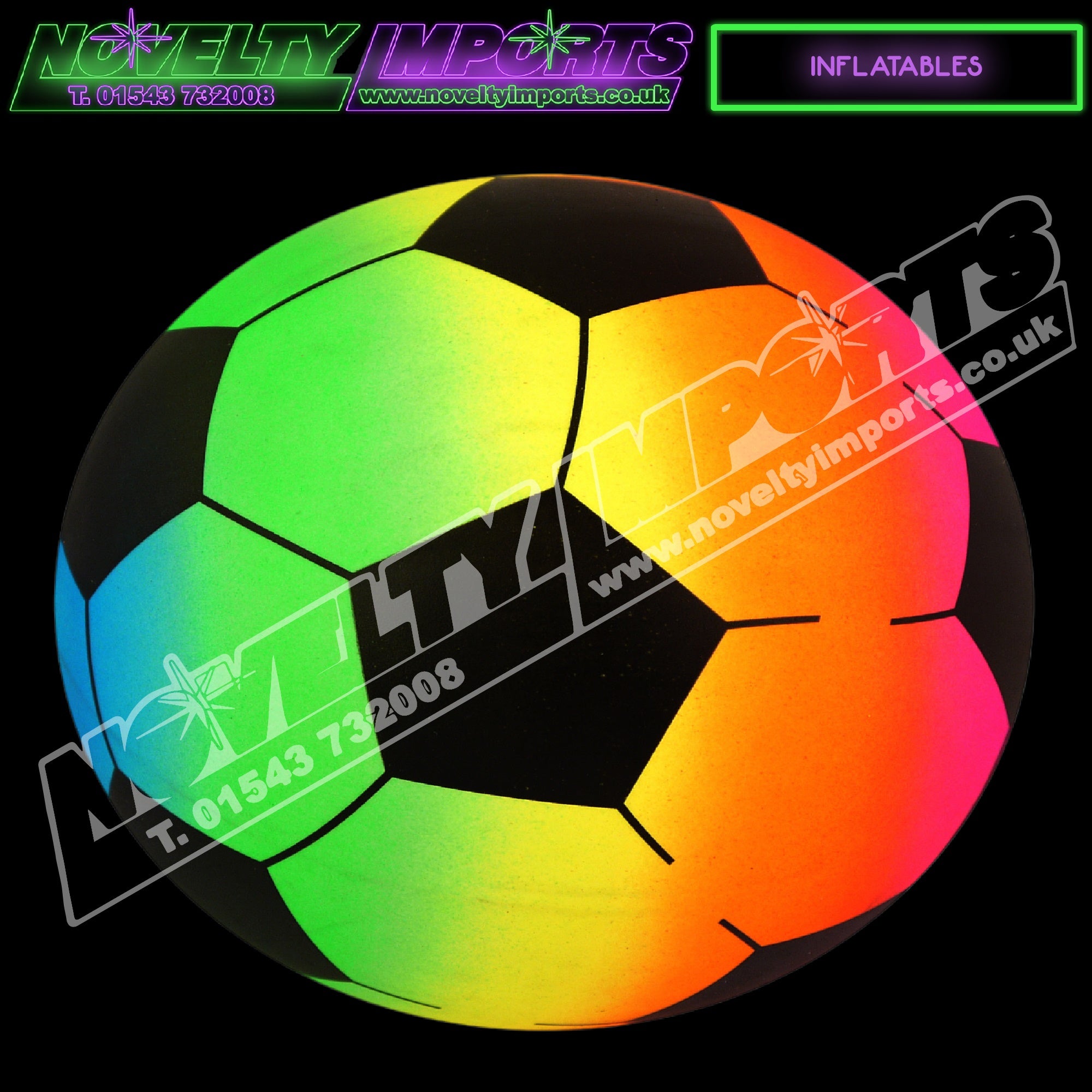 PVC Fly Away Inflatable Light Weight Prize Neon rainbow Football ...