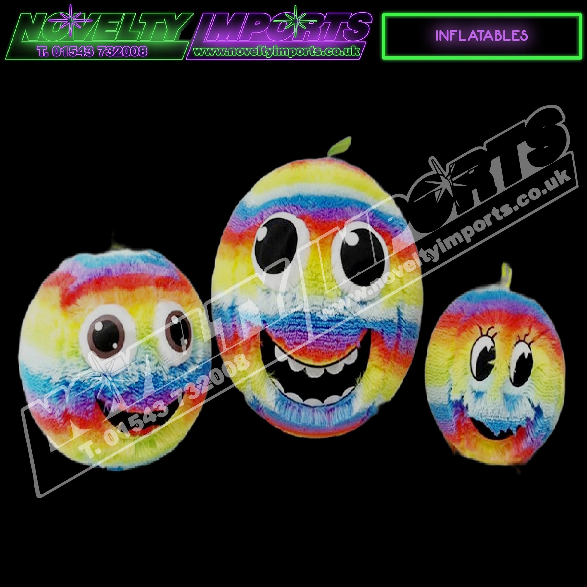 Rainbow Plush Fuzzy Fluffy Emotion Face Inflatable Ball – Novelty ...