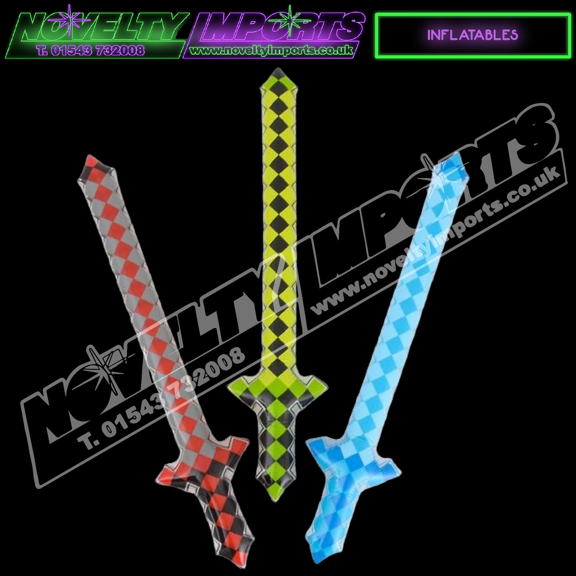 Big 95cm Inflatable Mosaic Pixel Sword Win Prize – Novelty Imports UK