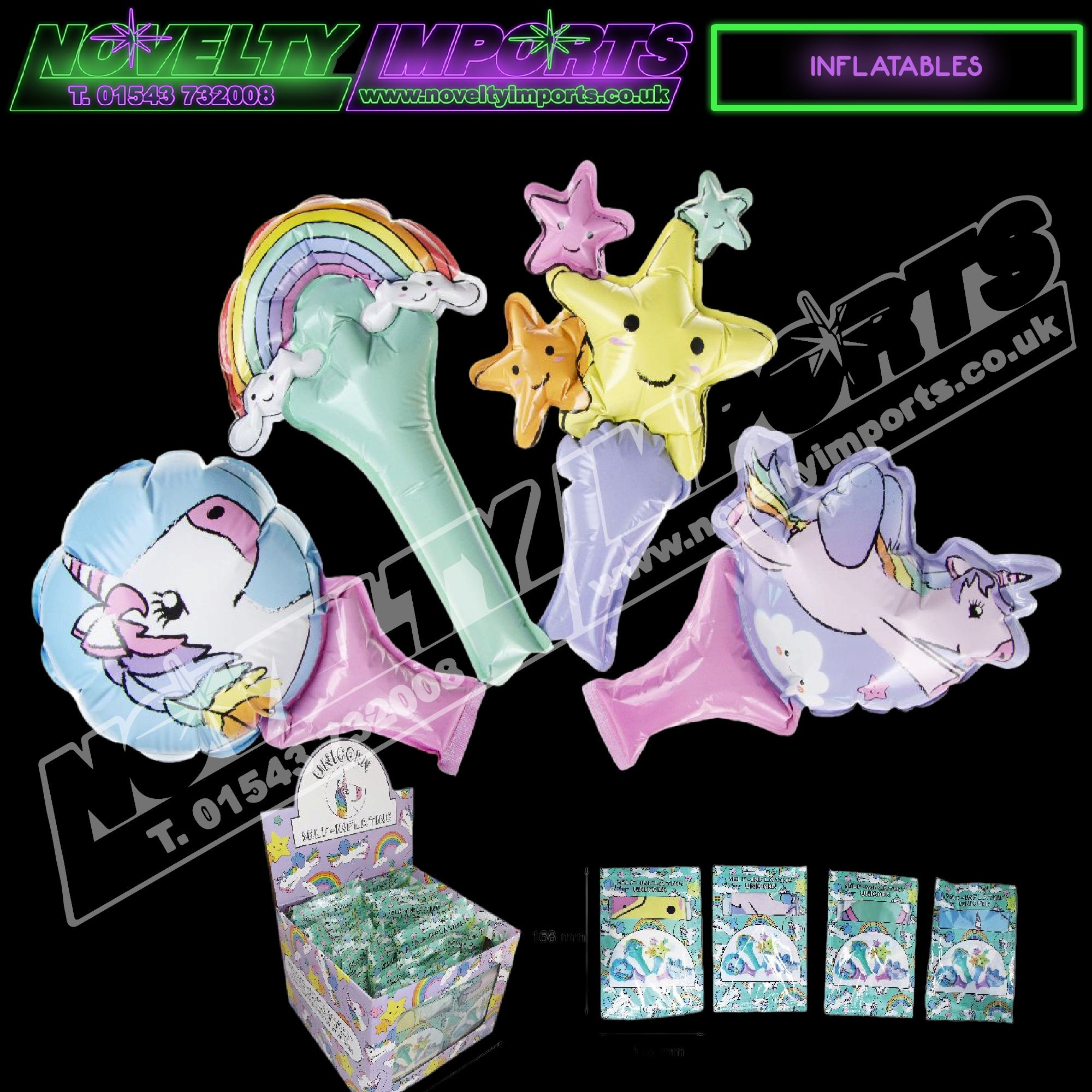 *NEW* 48/pc Self Inflating Mystical Unicorn Foil Balloon Prizes ...