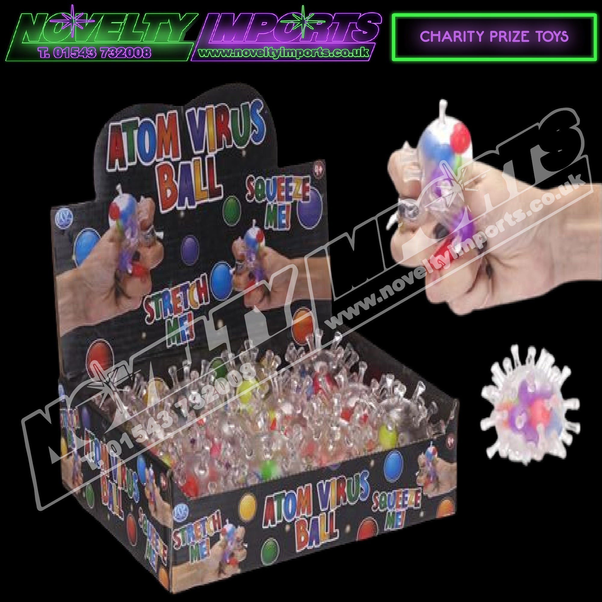 24/pc Squishy Squeeze Atom Virus Ball Fidget Stress Prize Toy – Novelty ...