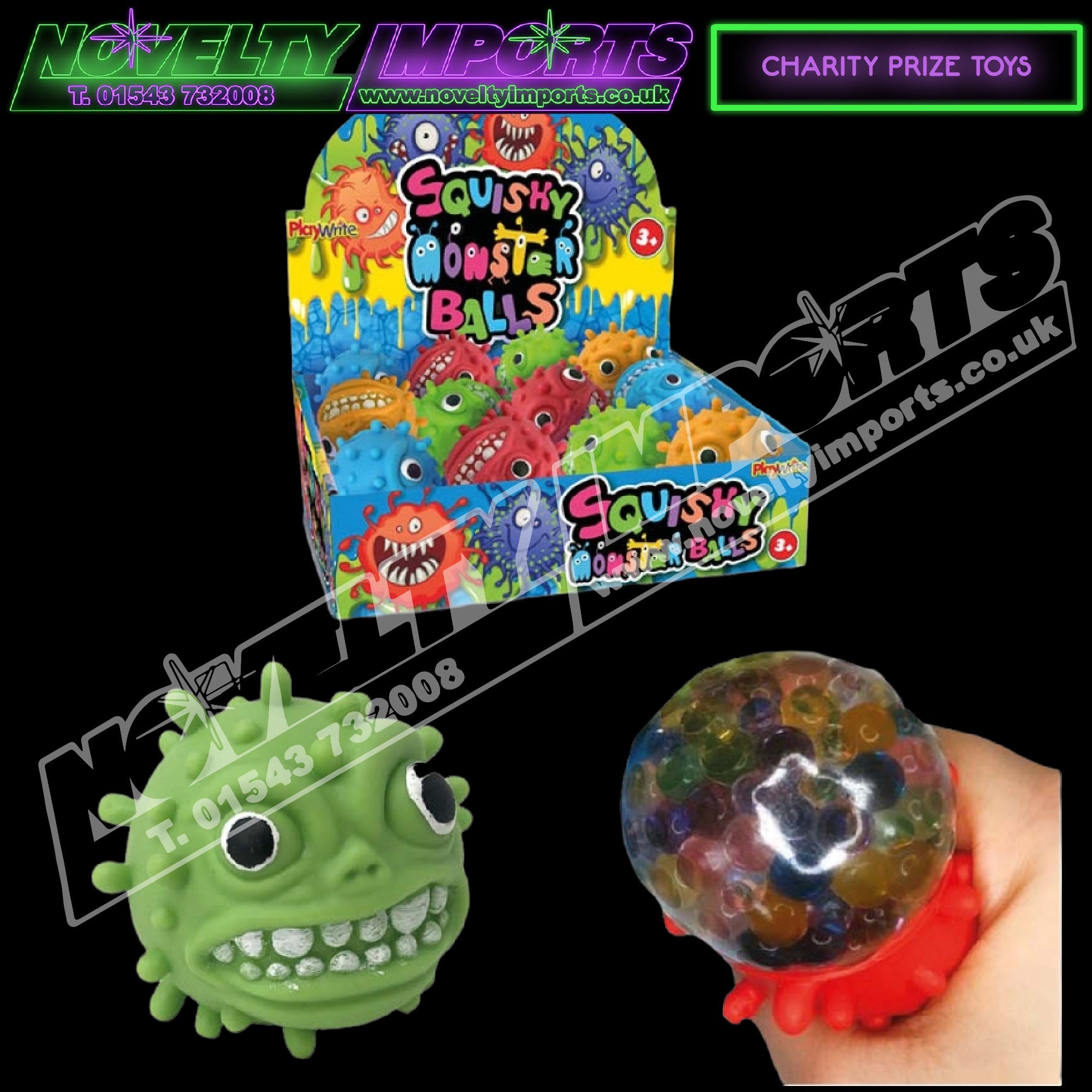 24/pc Squishy Squeeze Fidget Stress Monster Brain Mesh Ball Toy ...